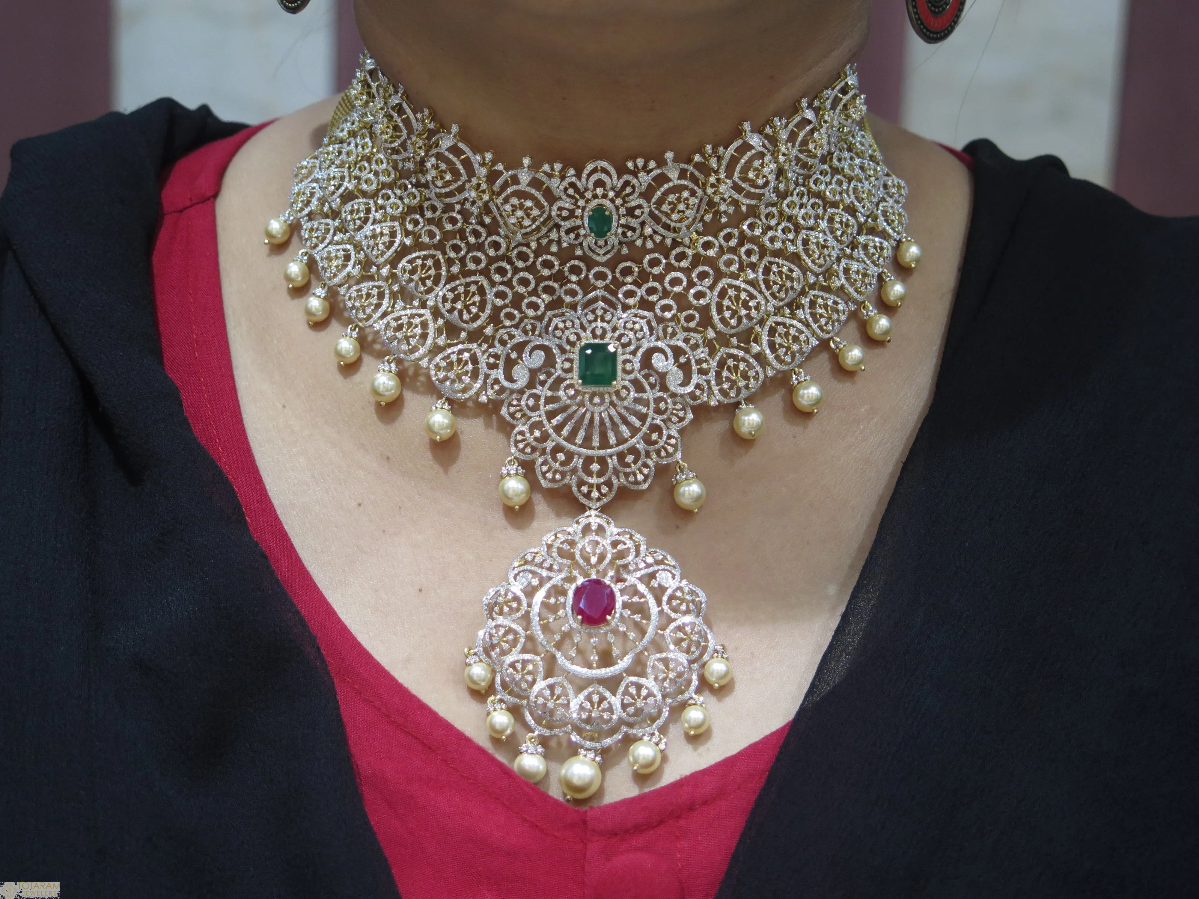 Buy Bridal Indian Detachable Diamond Choker Necklace Online Indian Prices